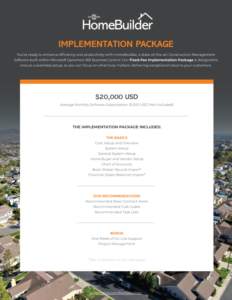 HomeBuilder Implementation Package | SUITE ENGINE
